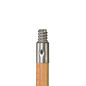 Rubbermaid Commercial Products Lacquered-Wood Broom Handle With Threaded Metal Tip, Natural for Floor Cleaning/Sweeping in Home/Office 60in