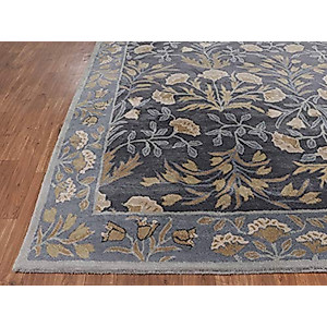 Old Hand Made Floral Blue Tulip Traditional Persian Oriental Woolen Area Rugs (9'x12')