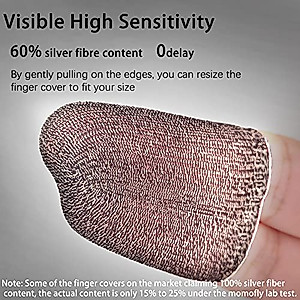 MOMOFLY 60% Silver Fiber Gaming Finger Sleeves (6 Pack) Anti-dislodging Touch Screen Breathable Anti-Sweat Shoot Aim Finger Cot for PUBG Mobile