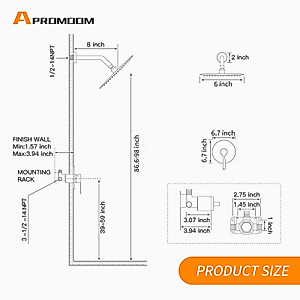 Black Shower Head And Faucet Set Complete With Valve Shower Fixtures With 6 Inch High Pressure Rain Shower Head Trim kit Regaderas Para bBaño Modernas