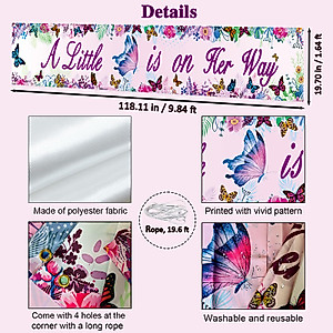 Labakita A Little Butterfly is on Her Way Banner, Purple Butterfly Baby Shower Decorations for Girl, Girl Baby Shower Banner for Courtyard / Garden / Yard, Gender Reveal Decorations