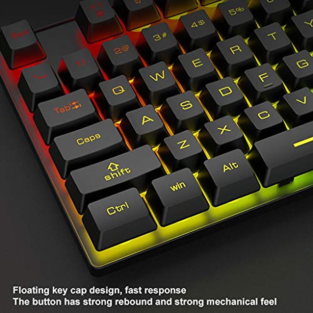 MAOSUO T6RGB Luminous Wired Gaming Keyboard and Mouse Set with Large Mouse Pad USB Colorful Backlit Easy-to-Operate Mechanical Feel Keyboard Accessories Kit for Laptop Computer Gamer Work