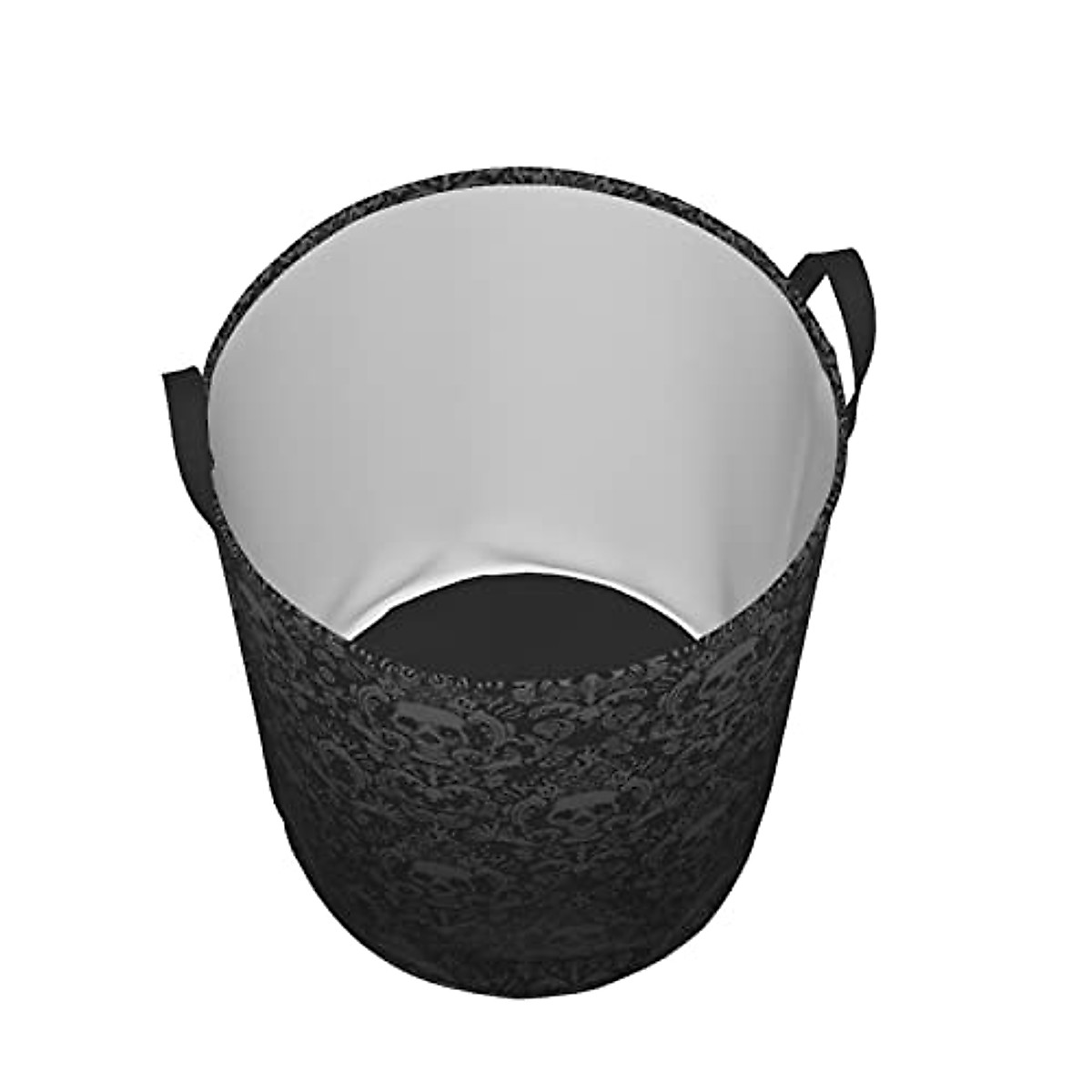 Waterproof Black Goth Gothic Skull Damask Pattern Circular Hamper Round Laundry Baskets Foldable Laundry Bags For Family/Kids/Bathroom/Bedroom/Dorm Medium