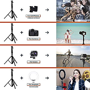 Geekoto Cell Phone Tripod: Extendable Phone Tripod,Selfie Stick with Remote,Heavy-Duty Aluminum Built,for iPhone&Android Phone/Camera/Gopro