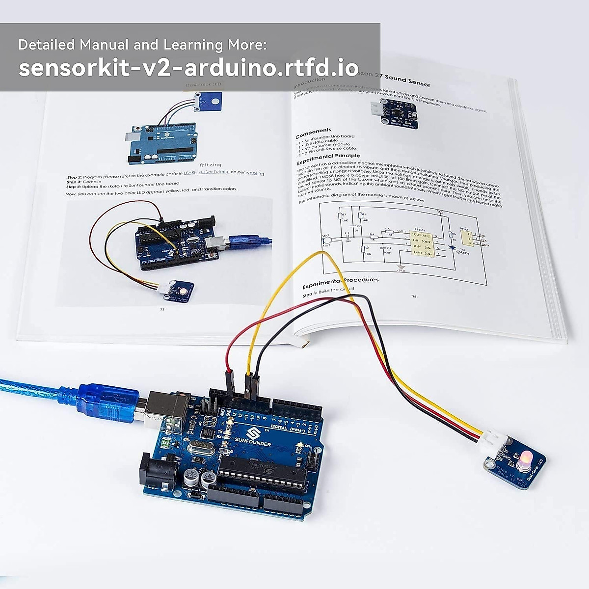 SunFounder Ultimate Sensor Kit Compatible with Arduino R3 Mega2560 Mega328 Nano - Including 98 Page Instructions Book