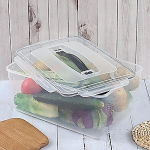 Jandson 4-Pack 14.5 L Plastic Seal Lid Food Storage Container, Clear Airtught Storage Box Bins with Handles