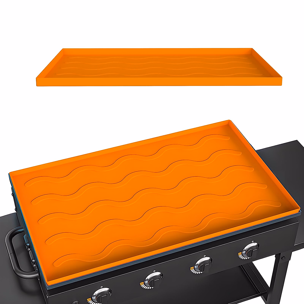 28'' Griddle Silicone Protective Mat Cover for Blackstone 28 Inch Gas Griddle, Heavy Duty Food-grade Silicone Griddle Mats Cover Grill Protective Covers Keep Flat Top Clean Critter-Rust Free -Orange