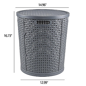 Qqbine 4 Packs 40 Liter Round Plastic Laundry Baskets, Grey Plastic Dirty Clothes Hampers with Lids