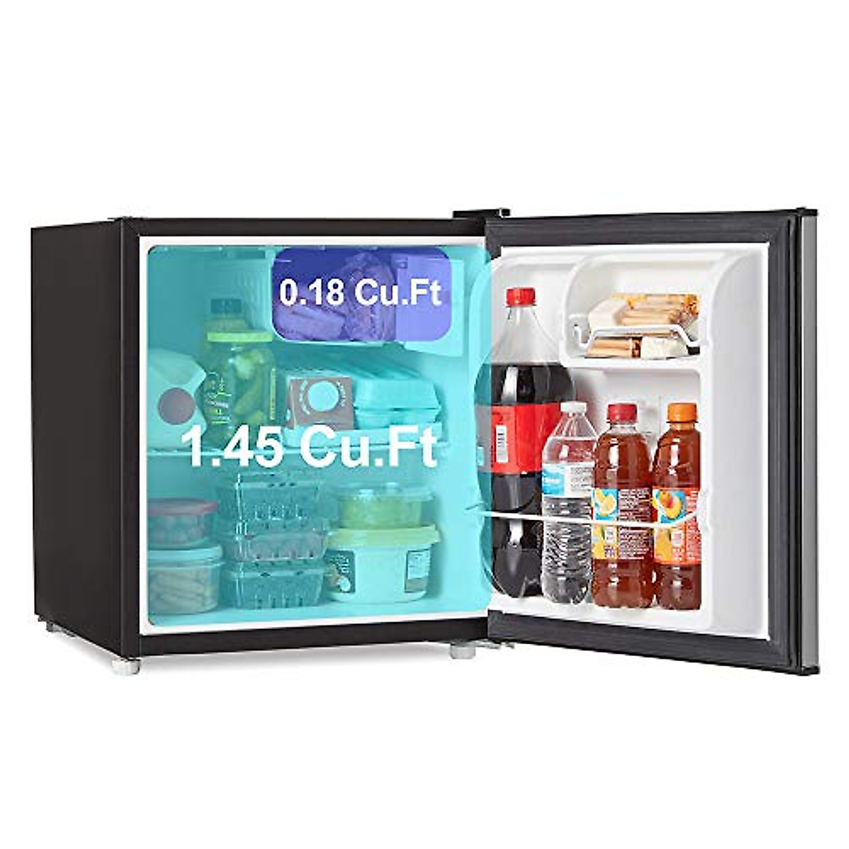 Walsh WSR17S5 Compact Refrigerator, 1.7 Cu.Ft Single Door Fridge, Adjustable Mechanical Thermostat with Chiller, Reversible Doors, Stainless Steel Look