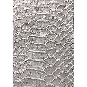 New Creations Fabric & Foam Inc, 54" Wide Faux Viper Snake Skin Vinyl-Faux Leather-3D Scales Fabric by The Yard, White