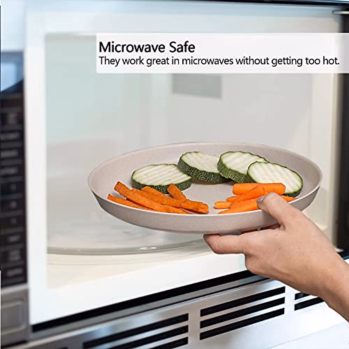 Homestockplus 9 Inch Dinner Plates,BPA-Free Wheat Straw Plates,Off White Plate Set Dishwasher and Microwave Safe Plates - Set of 8 【Non Ceramic】