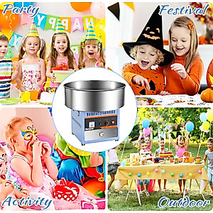 Rengue Cotton Candy Machine Commercial, 1000W Electric Cotton Candy Machine, Cotton Candy Maker with Stainless Steel Bowl, Sugar Scoop, Storage Drawer, Perfect for Family Party, Kids Birthday