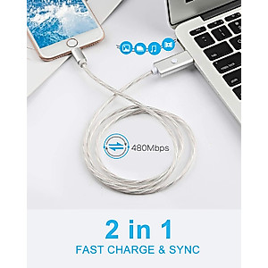 momen LED Charger Cable, 2 Pack 10FT Lightning Cable MFi Certified Data Sync Cord Compatible 13/12/11/XS Max/XS/XR/X/8/7/Plus/SE/iPad,iPhone Charger Cord Blue & Green