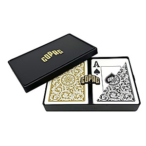 Copag 1546 Design 100% Plastic Playing Cards, Poker Size (Standard) Black/Gold (Jumbo Index, 1 Set)