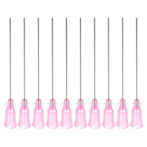 PATIKIL 20Ga x 2 Inch Dispensing Needle Tips, 10Pcs Stainless Steel and Plastic Glue Needle Tube Blunt Tips with Luer Lock for Glue Oil Applicator, Light Pink