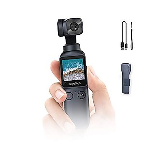 3-Axis-Pocket-Handheld-Gimbal-Stabilizer with UHD 4K Camera for Vlog YouTube Live Video Recording with Zero Delay Autofocus POV All Follow Mode Time-Lapse Sync Motion (Feiyu-Pocket-Handheld-Gimbal)