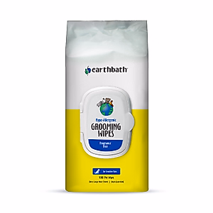 earthbath, Hypo-Allergenic Grooming Wipes – Fragrance Free Dog Wipes for Paws and Butt, Best Pet Wipes for Dogs with Sensitive Skin, Made in USA, Cruelty-Free Dog Cleaning Wipes – 100 Count (1 Pack)