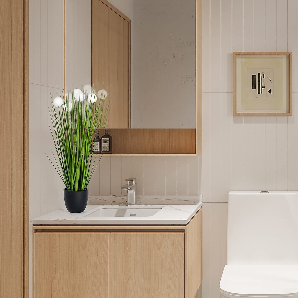 luxsego Artificial Plants with Pot - 23.6 Inches Artificial Snowball Flower Desk Decorations, Fake Plants Greenery Decor for Home, Office, Bathroom, Wedding, Garden, Indoor and Outdoor