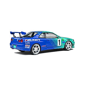 solido S1804304 1:18 1999 Nissan Skyline (R34) GT-R-Falken Drift Livery Collectible Miniature car, Multicolor