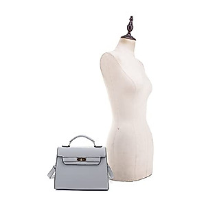 EVVE Women's Top Handle Satchel with Detachable Strap Small Pebbled Leather Crossbody Bag_DUSTY BLUE