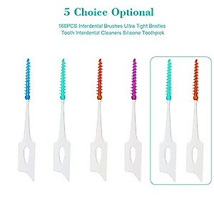 An-self 160PCS Interdental Brushes Ultra Tight Bristles Tooth Interdental Cleaners Silicone Toothpick Brush Disposable Teeth Soft Picks, 160 Count (Pack of 1), Purple