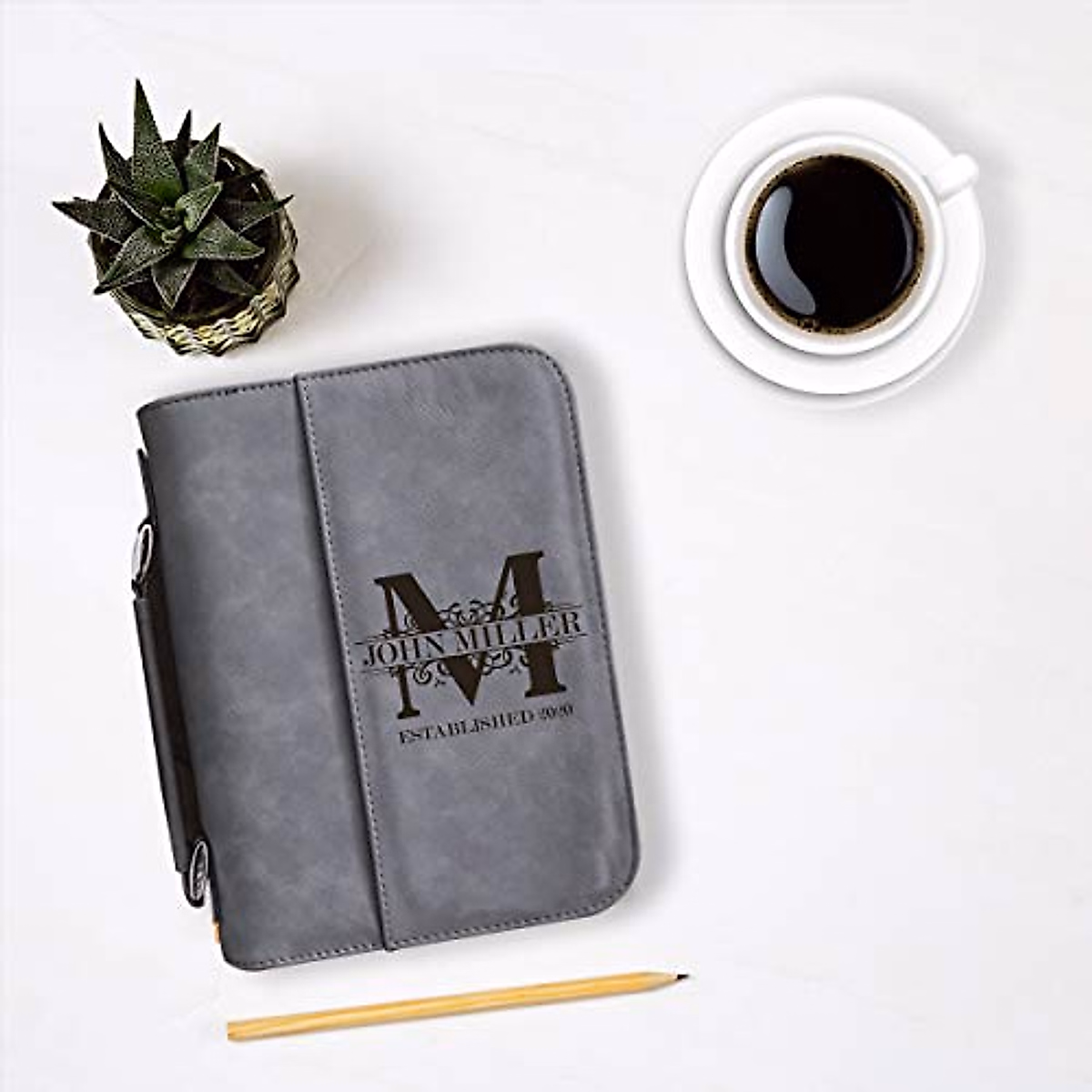Personalized Royal Monogram Large Leatherette Book/Bible Cover with Handle and Zipper | Custom Book/Bible Cover | Personalized Laser Engraved