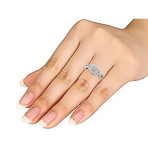 Diamond2Deal 1/4 cttw Round Diamond Halo Engagement Wedding Ring 10k Gold (Color H-I Clarity I2)