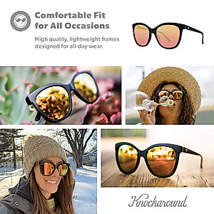 Knockaround Deja Views Polarized Sunglasses for Women - Impact Resistant Lenses & Full UV400 Protection, Matte Black/Rose Gold