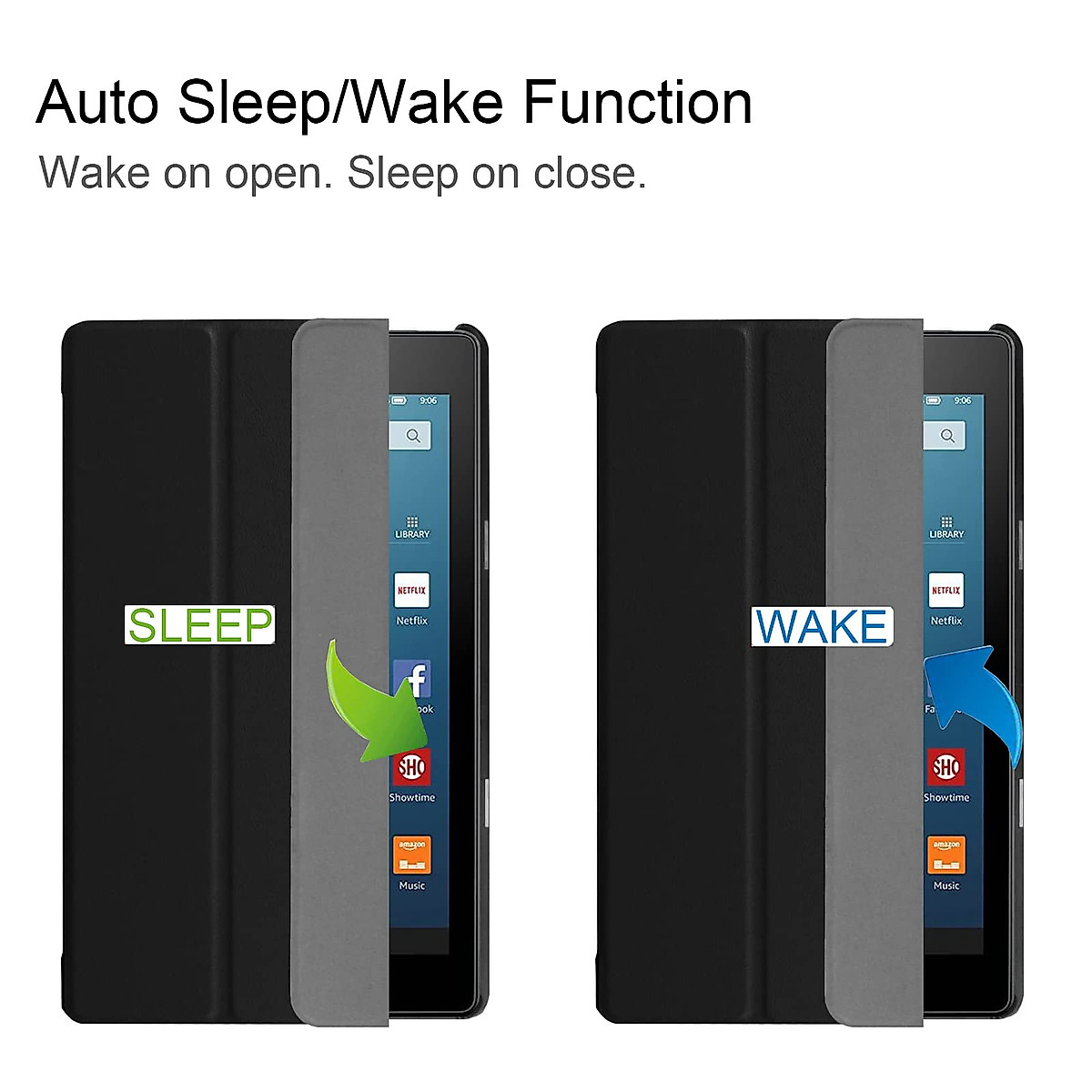 PCduoduo Case Compatible with for Amazon Fire HD 8 2022/ Fire HD 8 Plus Tablet Cases Auto Sleep Function Slim Light-Weight PU Leather Smart Tablet Shell Cover Foldable Stand Case Fit (Dark Green)