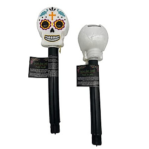 KS Halloween Solar Powered Stake Light Day of The Dead Sugar Skull Decorative Spooky LED Garden Lights Outdoor Waterproof for Patio Lawn Yard Pathway Fall Autumn Party Decor Set of 6 w/KS Bonus