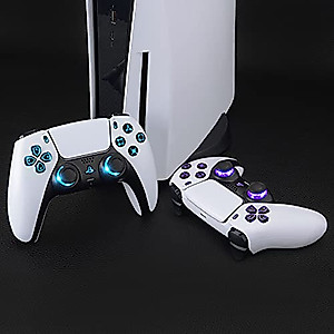 eXtremeRate Multi-Colors Luminated Dpad Thumbstick Share Home Face Buttons for PS5 Controller, Black Classical Symbols Buttons DTF V3 LED Kit for PS5 Controller - Controller NOT Included