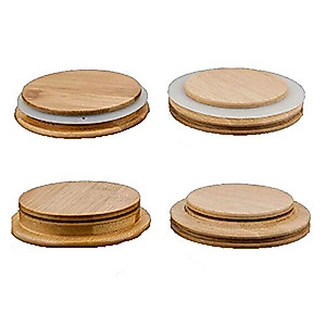 Natural Decorative Bamboo Lids,Dustproof Creative Cover Wooden Silicone Mug Cup Cover For Mug Jar,4pcs (10cm/3.94'')