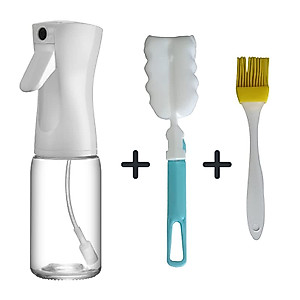 200ml Glass Olive Oil Sprayer Mister, Oil Spray Bottle for Cooking, Salad Dressings, Baking, Frying and More, Chefs No. 1 Kitchen Small Appliances, Small glass Bottles Handy for Women (White - Glass)