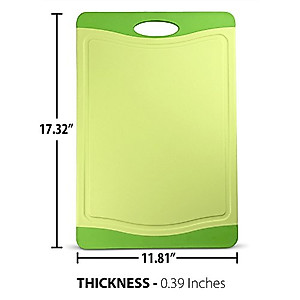Raj Plastic Cutting Board Reversible Cutting board, Dishwasher Safe, Chopping Boards, Juice Groove, Large Handle, Non-Slip, BPA Free (Extra Large (17.4" x 11.81"), Lime Green)