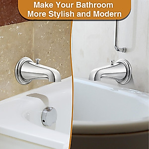 Enhon Tub Spout with Rear Diverter, Bathtub Spout Fitting 1/2-Inch or 3/4-Inch IPS, 5-1/4 Inch Length Bathroom Bathtub Faucet with Adapter, Chrome Finish