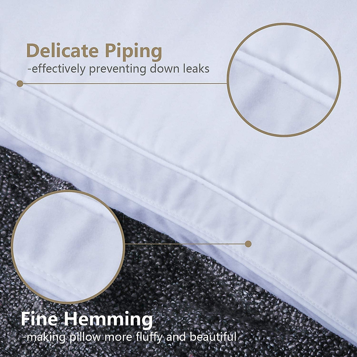 Damome Goose Feathers Down Pillows for Sleeping(2 Pack),Standard(20inx26in)-White Bed Pillow Inserts,100% Cotton Cover,Sleeping Pillows for All Sleepers