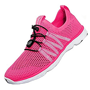 SUOKENI Women's Quick Drying Slip On Water Shoes for Beach or Water Sports Rose Red,Size:US 7.5/EU 38