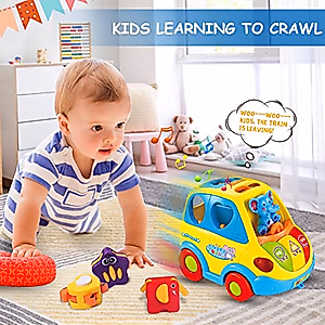 DUMMA Baby Toys 12-18 Months Musical Bus Toys for 1 2 3 4+Year Old Boys Girls Gifts,Early Education Learning Toy with Fruit/Music/Lighting/Smart Shapes for 18-24 Months Birthday Gifts