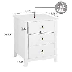Vikiullf Dresser and Nightstands Sets - 3 Pieces Modern Bedroom Set, White Wooden 7 Drawer Dresser and 3 Drawer Nightstands, Modern Bedroom Furniture Set