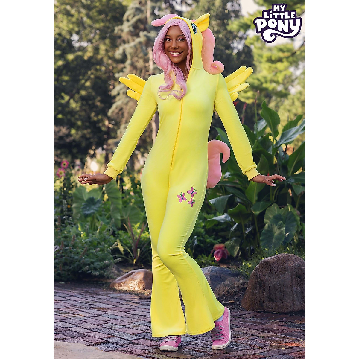 My Little Pony Fluttershy Women's Costume - Hooded Jumpsuit with Wings, Tail & Ears