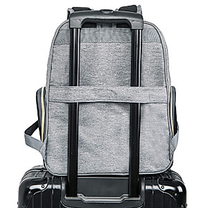 Breast Pump Backpack Diaper Bag - Multi-Function Cooler and Moistureproof Bag for Mother Baby Bottle Breast Milk Pump Mommy Outdoor Working Backpack with Insulation Pocket (Grey&Black)