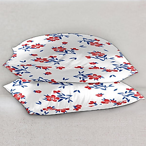 Red Floral Flower Satin Pillow Cases Silk Satin Pillowcase for Hair and Skin Standard Set of 2 Super Soft Silk Pillowcase with Envelope Closure (20x26 in)