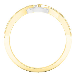 Dazzlingrock Collection Round White Diamond Solitaire Heart Promise Ring for Women (0.05 ctw, Color I-J, Clarity I1-I2) in 14K White & Yellow Gold Size 7