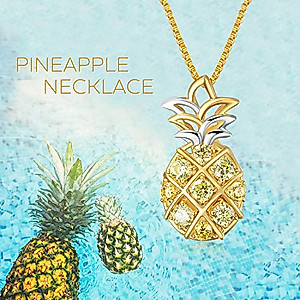 AOBOCO 925 Sterling Silver Pineapple Necklace Gold Plated Pendant Jewelry Gift for Women