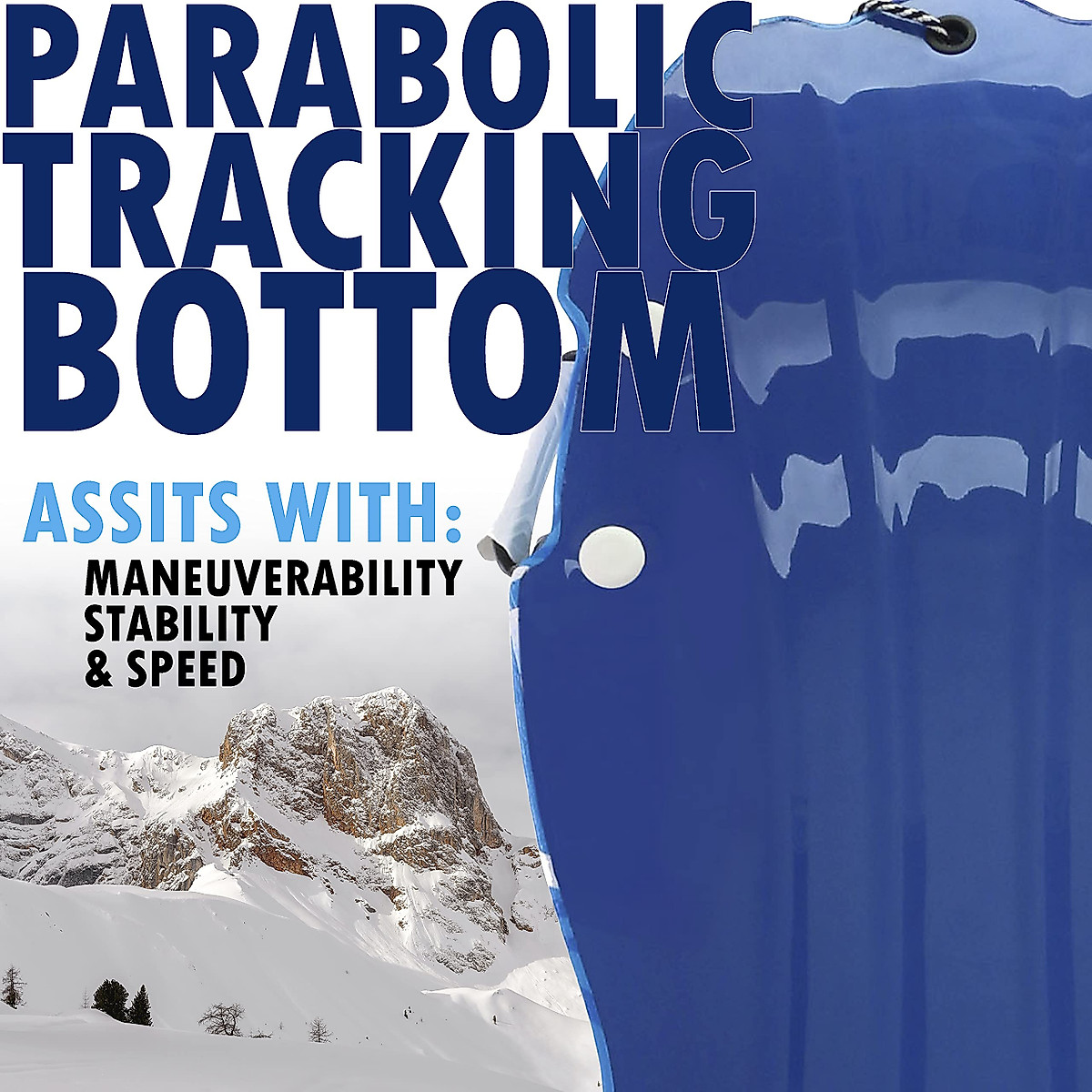 RYDR 46 Inch Molded Snow Sled (Royal Blue) - Two Riders Kids Winter Foam Sled Downhill Toboggan Sleds Plastic Sledding Board Xtreme Heavy Duty Racer Sleigh for Children, 45