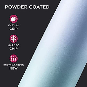 FineDine Insulated Water Bottles with Straw - 32 Oz Stainless Steel Metal Water Bottle W/ 3 Lids - Reusable for Travel, Camping, Bike, Sports - Powder Steel Blue Blend