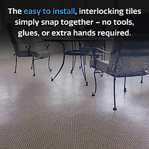 Big Floors DuraGrid Outdoor Modular Deck Tiles, Interlocking, Slip-Resistant, Self-Draining, Durable Plastic Flooring, Easy Install, UV & Water Resistant, Made in USA, 40 Pack, Gray