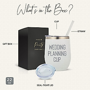 Wedding Planning Cup - Great Engagement Gifts for Women - 12oz Future Mrs. Cup Wine Tumbler with Lid and straw! Perfect Engagement Gift For her, Gifts for Bride Wine Glass, or Fiance Gifts for Her