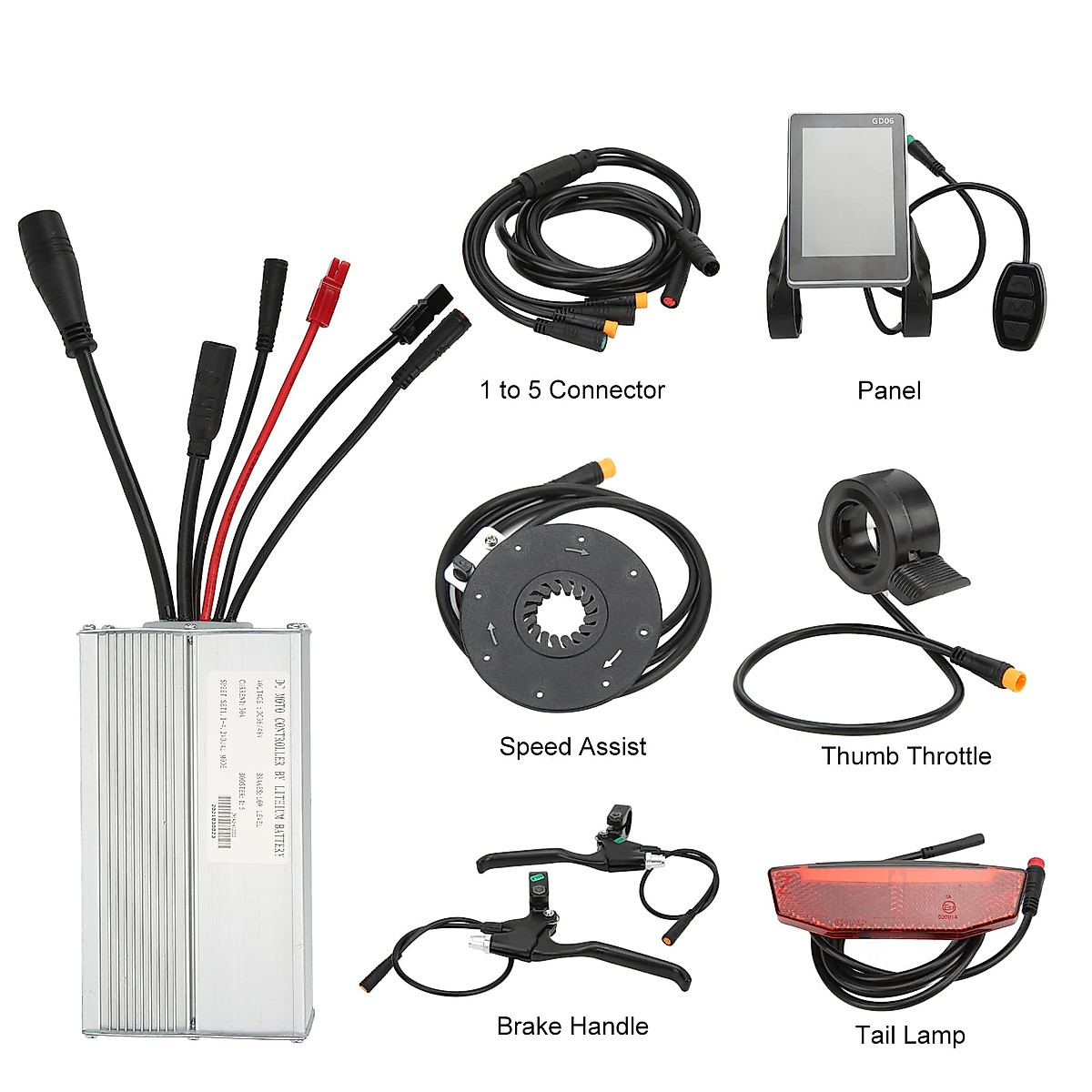 SPYMINNPOO Electric Motor Controller, 36V/48V 1000W 30A Motor Controller Kit with GD06 LCD Display 8C Sensor Brake Level 130X Throttle for Electric Bike