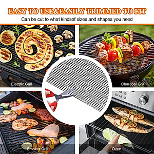 Grill Mesh Mat Set 5 Barbecue Grill Accessories Reusable Non-Stick Grill Mat for Vegetables Fish Grilling Mat Sheets for Outdoor Smoker Charcoal Gas Electric Grill BBQ Tools,XL 15.75 x 13 inch, Black